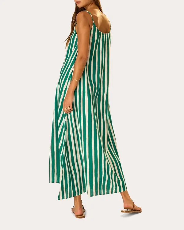 Natalie Martin Heather Stripe Cotton Maxi Slip Dress
