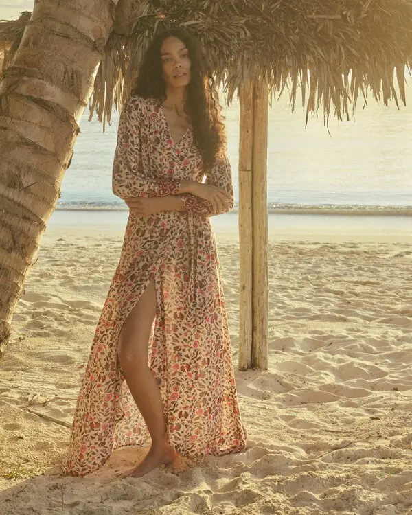Natalie Martin Kate Floral Gathered Wrap Maxi Dress - Multicolor