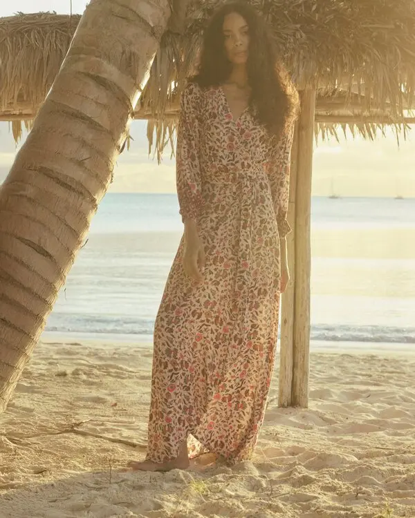 Natalie Martin Kate Floral Gathered Wrap Maxi Dress - Multicolor