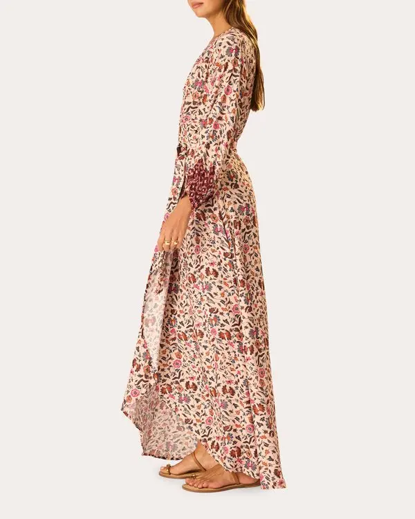 Natalie Martin Kate Floral Gathered Wrap Maxi Dress - Multicolor