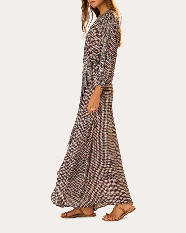 Natalie Martin Kate Floral Gathered Wrap Maxi Dress