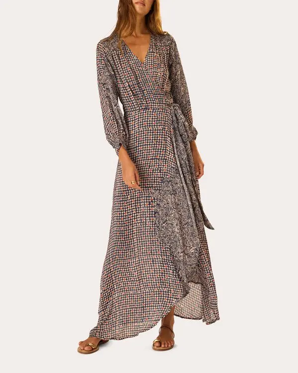 Natalie Martin Kate Floral Gathered Wrap Maxi Dress