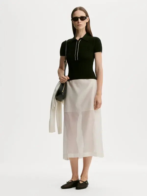 BY MALENE BIRGER Benita Ribbed Polo Shirt - Black