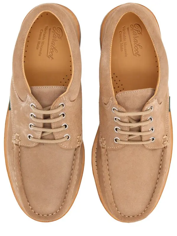 Paraboot Thiers Suede Moc Toe Lace-up Shoes - Beige