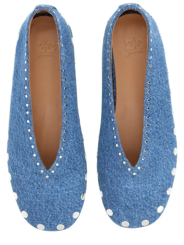 GANNI Ballerina Jenny Flat - Denim