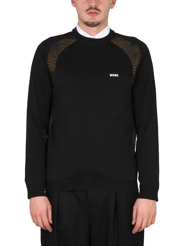 BOSS Crewneck Sweater With Logo Detail - Black
