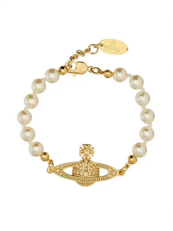 VIVIENNE WESTWOOD Mini Bas Relief Bracelet With Faux Pearls - Gold