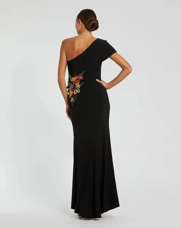 Mac Duggal One Shoulder Beaded Gown