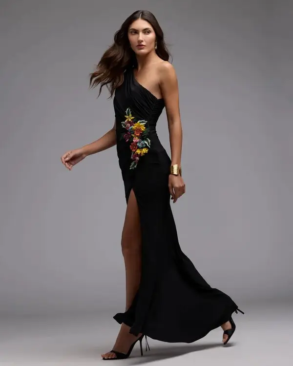 Mac Duggal One Shoulder Beaded Gown