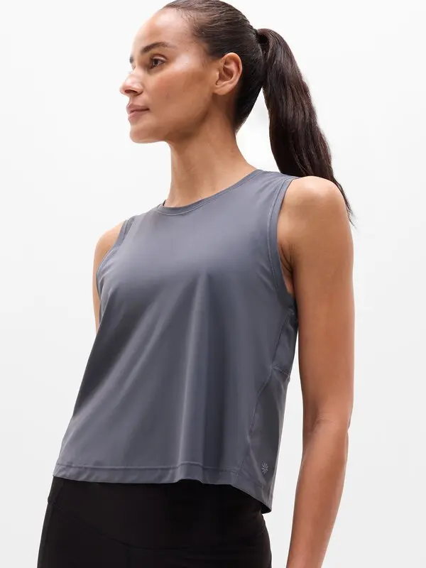 Athleta Ultimate Muscle Tank Cropped Crewneck Sleeveless - Slate