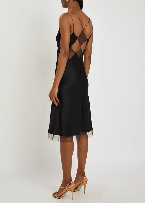 Anna October Antea Cut-Out Satin Midi Dress - Black