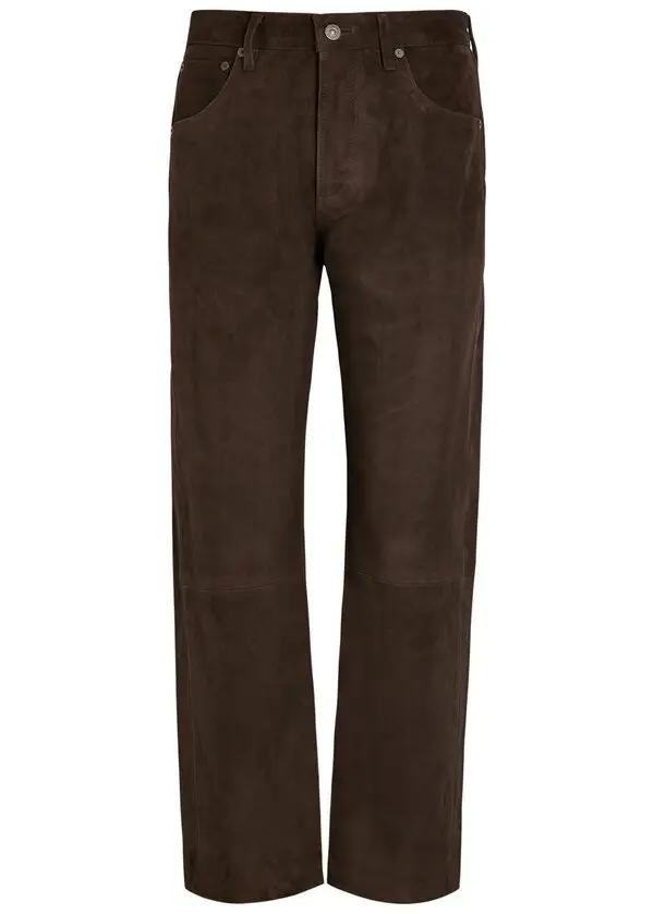 Citizens Of Humanity Winslow Straight-leg Suede Trousers - Brown