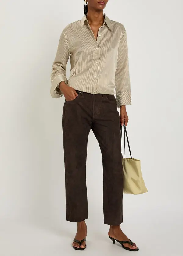 Citizens Of Humanity Winslow Straight-leg Suede Trousers - Brown