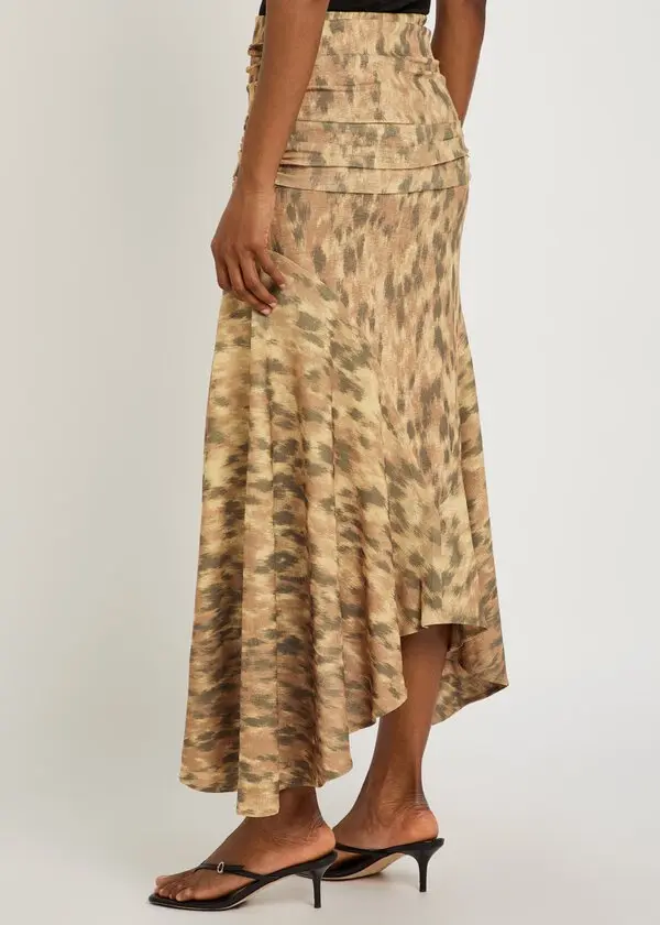 GANNI Printed Asymmetric Midi Skirt