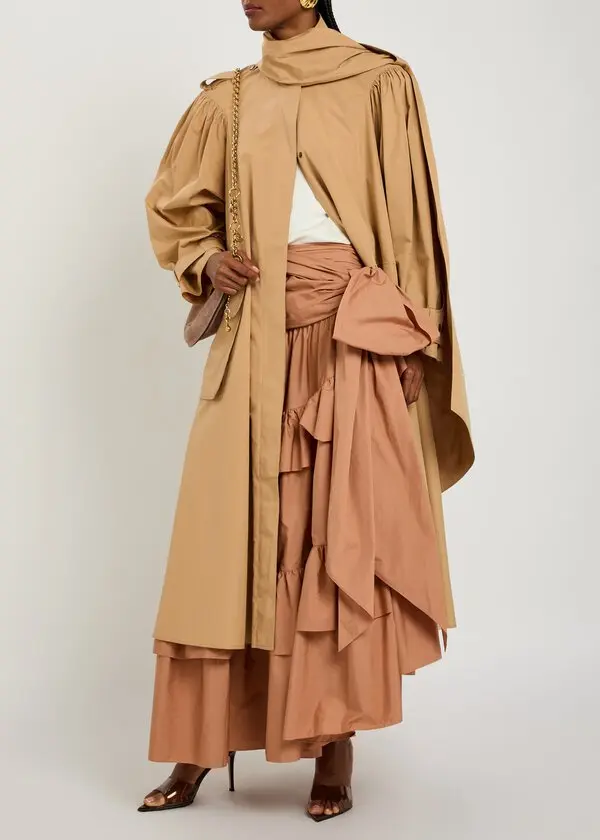 Chloé Scarf-effect Cotton-poplin Trench Coat - Beige