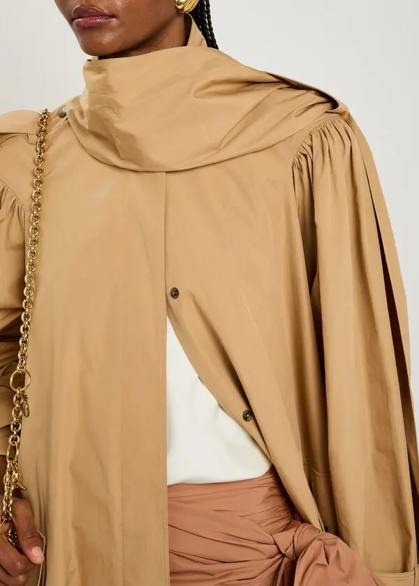 Chloé Scarf-effect Cotton-poplin Trench Coat - Beige