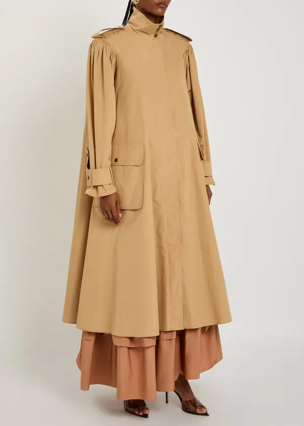 Chloé Scarf-effect Cotton-poplin Trench Coat - Beige
