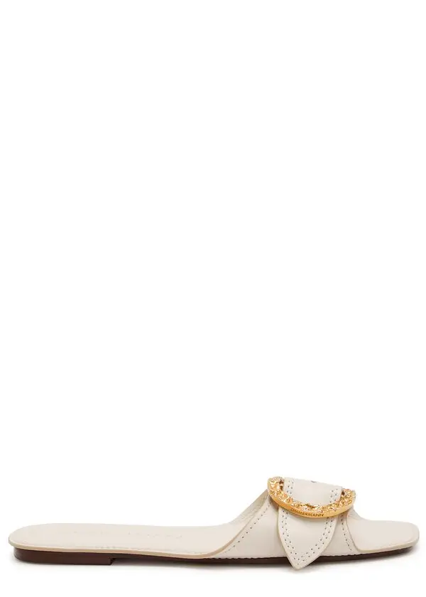 Zimmermann Solena Leather Sliders With Textured Hardware - Off White