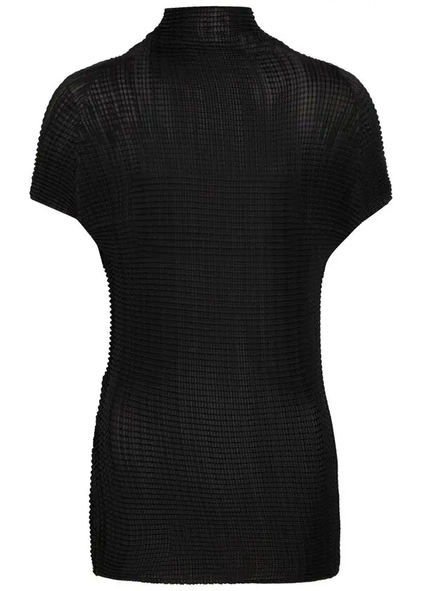 Issey Miyake Pleated High-neck Woven Top - Black