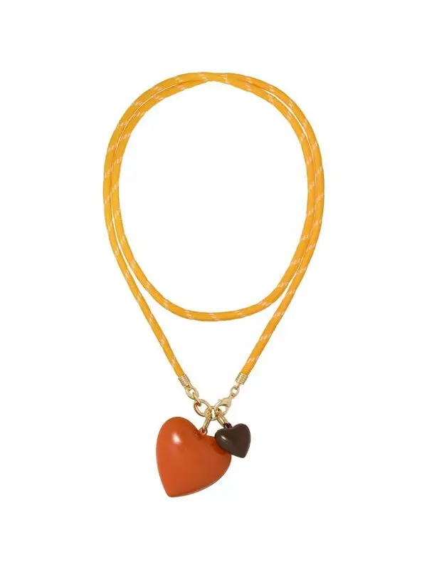 ROXANNE ASSOULIN Happy Cord Double-heart Pendant Necklace - Yellow