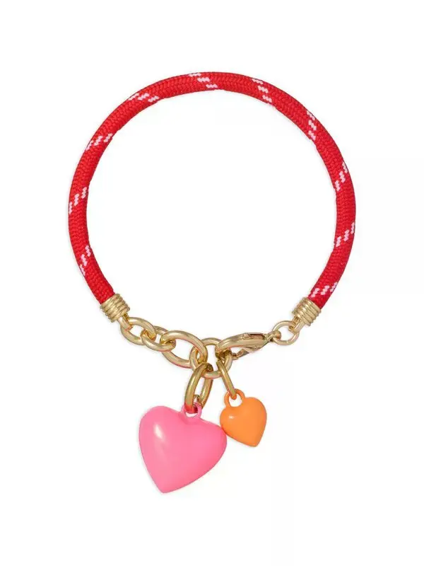 ROXANNE ASSOULIN Happy Cord Double-heart Pendant Bracelet - Red