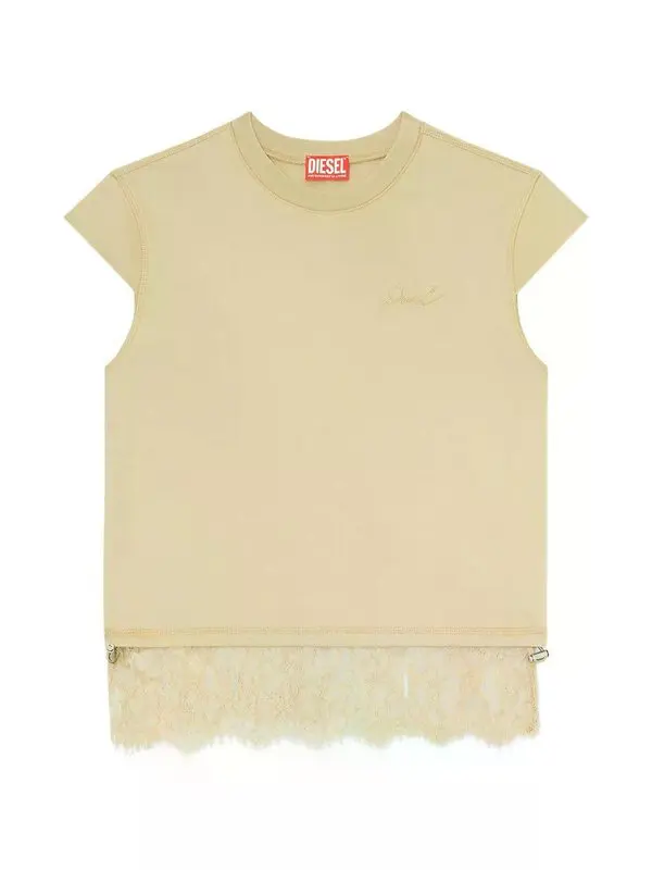 DIESEL® Jersey T-shirt With Lace Hem