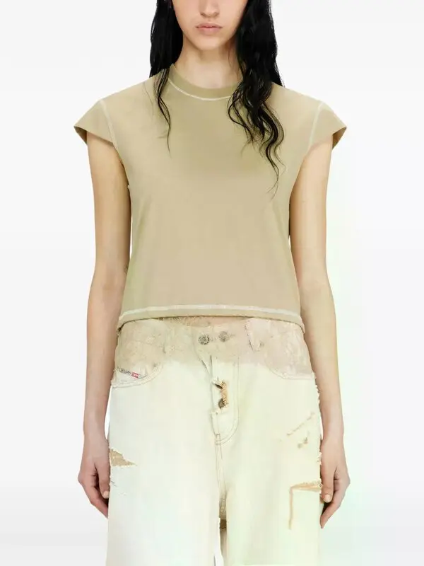 DIESEL® Jersey T-shirt With Lace Hem