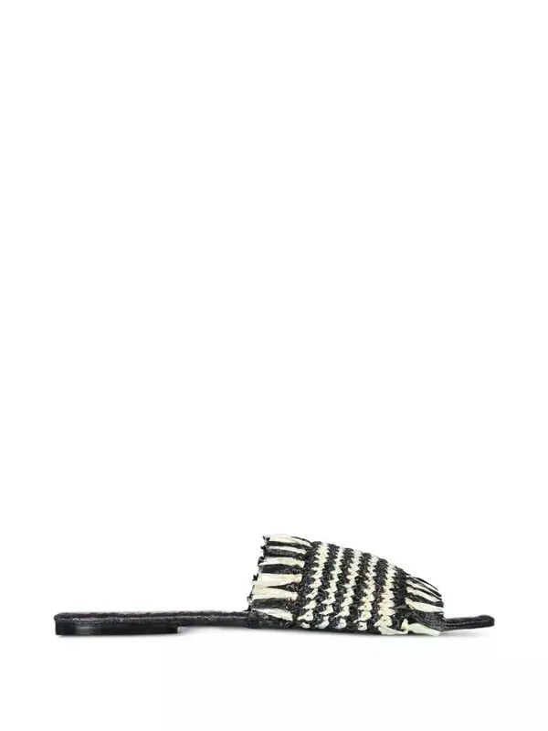 DE SIENA Tamires Fringed Woven Sandals - Black