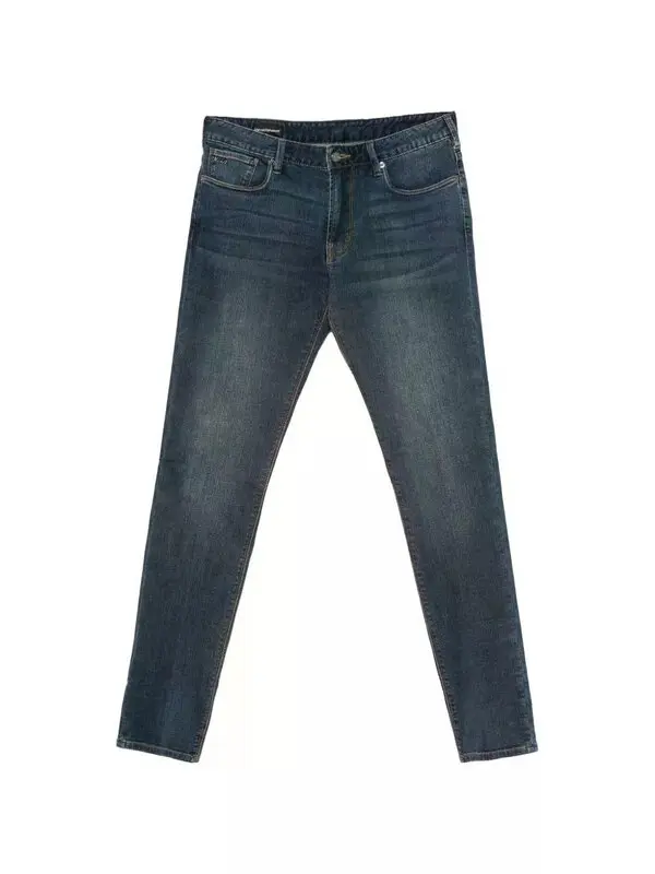 Emporio Armani Faded Effect Logo Plaque Jeans