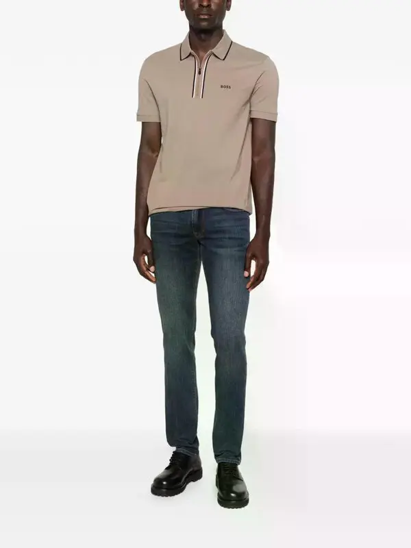 Emporio Armani Faded Effect Logo Plaque Jeans