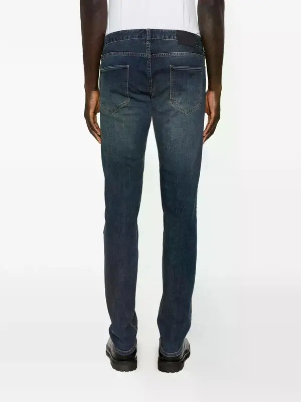 Emporio Armani Faded Effect Logo Plaque Jeans