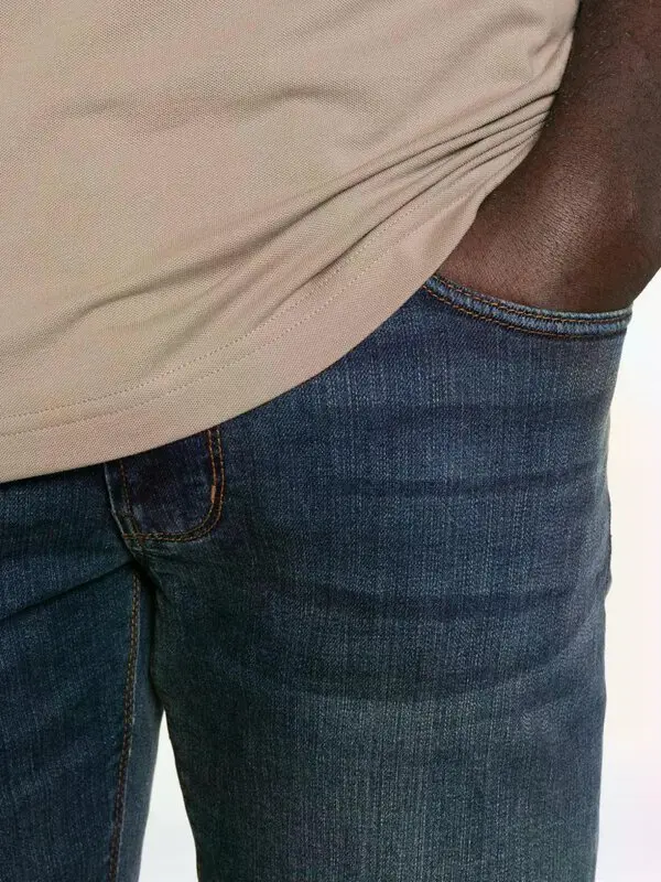 Emporio Armani Faded Effect Logo Plaque Jeans