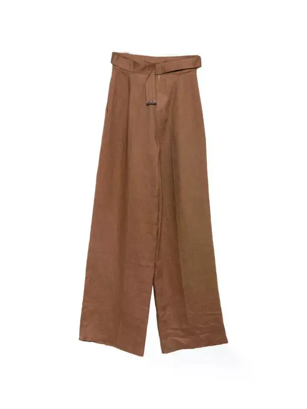 Max Mara Belted Wide-leg Trousers - Brown