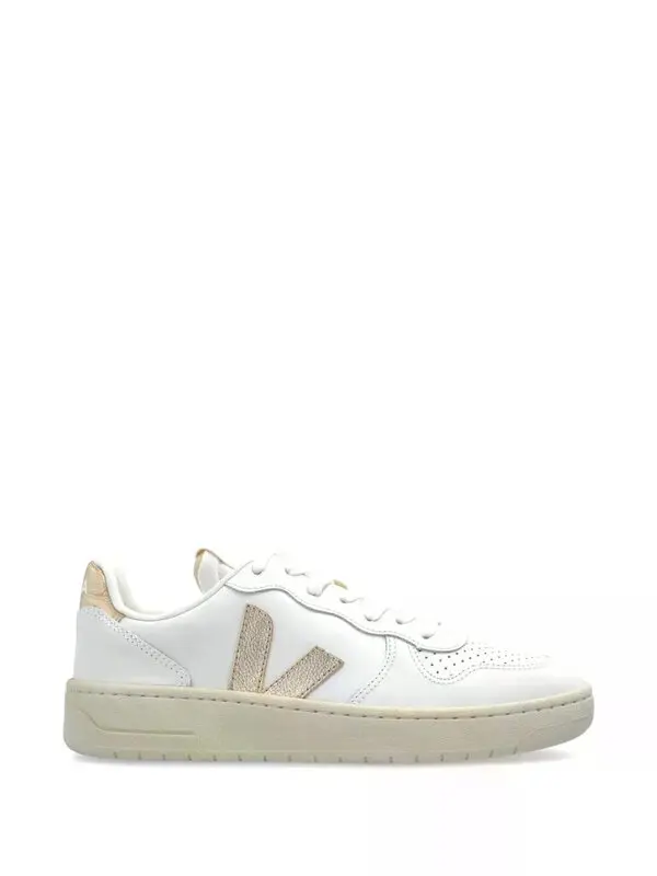 VEJA V-10 Platine Leather Sneakers - White