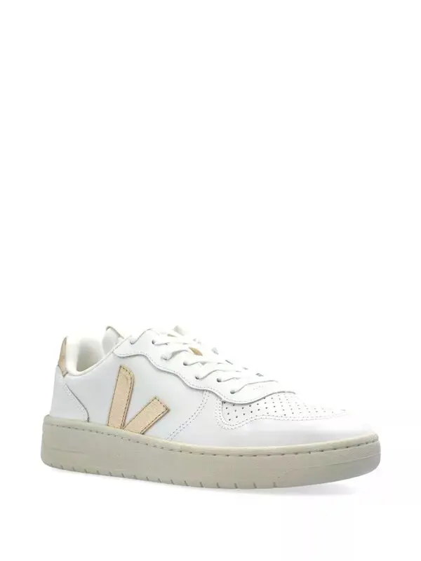 VEJA V-10 Platine Leather Sneakers - White