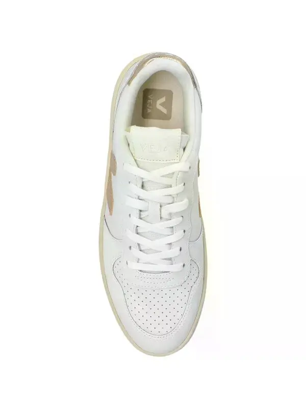 VEJA V-10 Platine Leather Sneakers - White