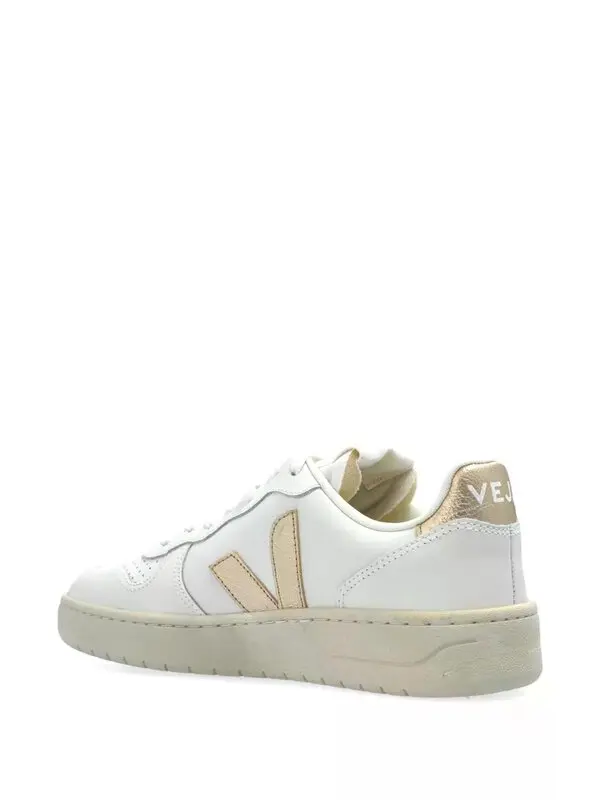 VEJA V-10 Platine Leather Sneakers - White