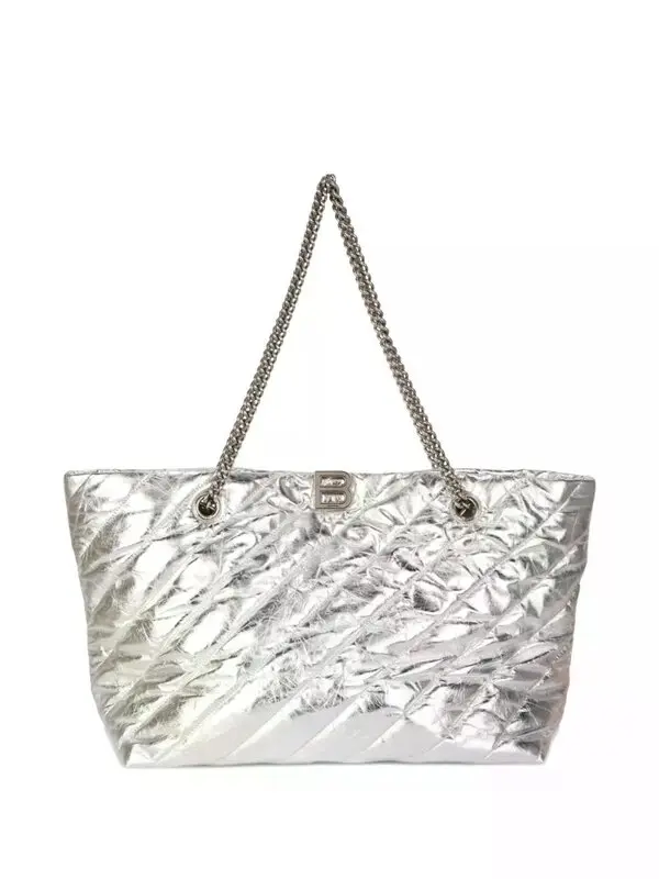 Balenciaga Medium Crush Quilted Tote Bag - Silver