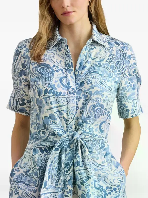 Ralph Lauren Paisley Print Tie-front Midi Dress
