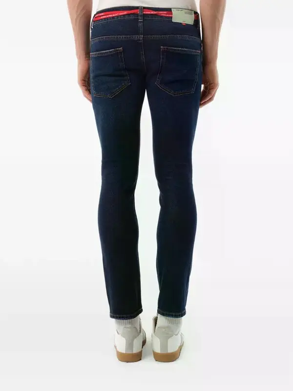 Off-White Skinny Fit Jeans With Red Drawstring Detail