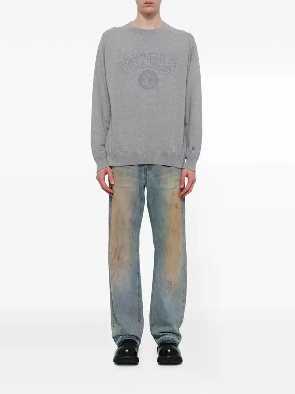 VOWELS Collegiate Print Crewneck Sweater