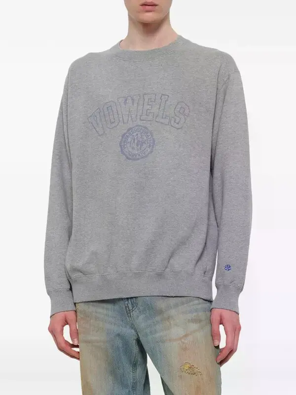 VOWELS Collegiate Print Crewneck Sweater