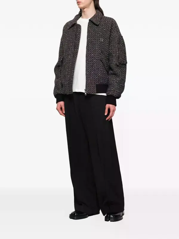WOOYOUNGMI Tweed Zip-up Bomber Jacket