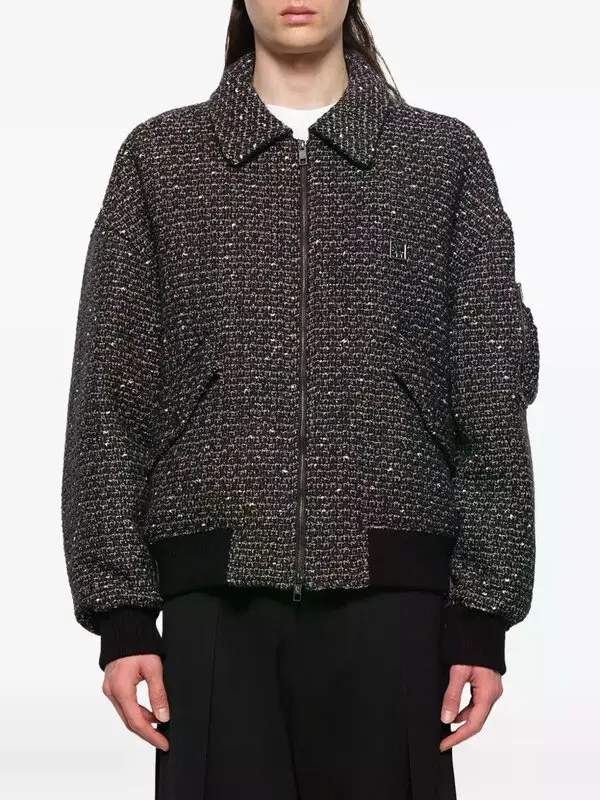 WOOYOUNGMI Tweed Zip-up Bomber Jacket