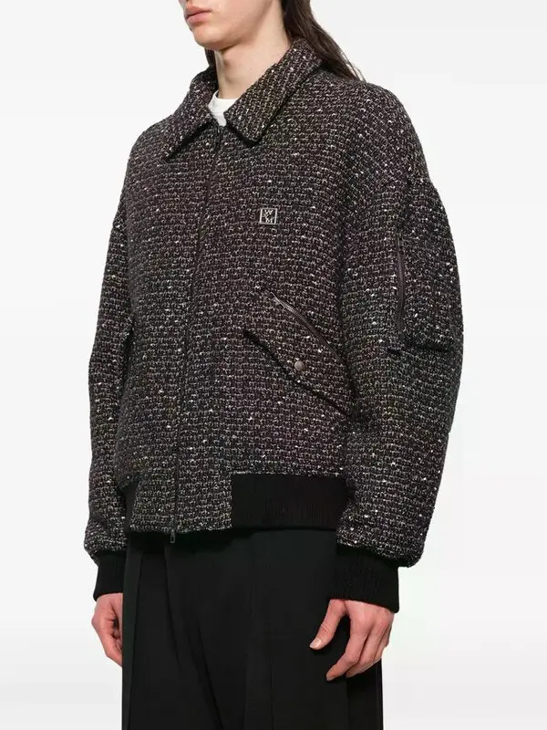 WOOYOUNGMI Tweed Zip-up Bomber Jacket