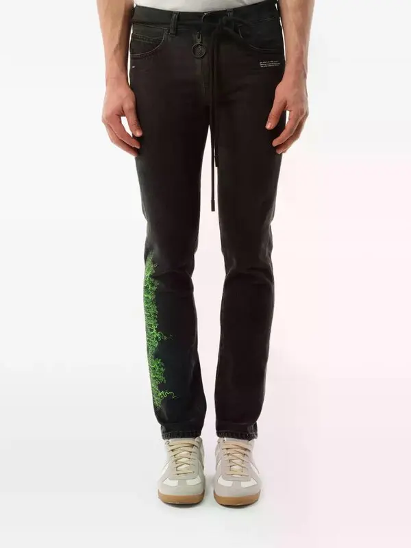 Off-White Slim-fit Jeans With Graphic Print