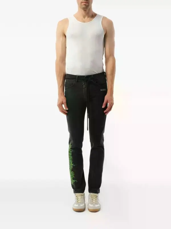 Off-White Slim-fit Jeans With Graphic Print