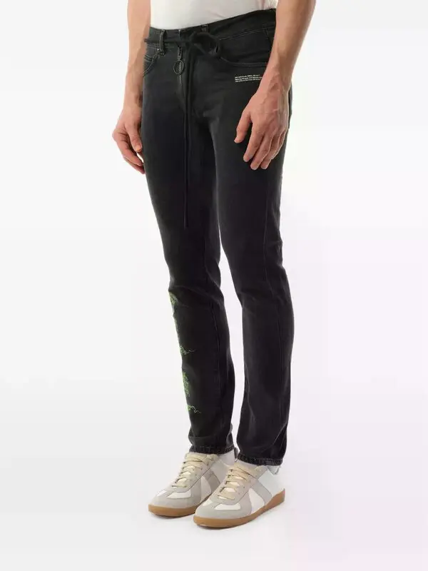 Off-White Slim-fit Jeans With Graphic Print
