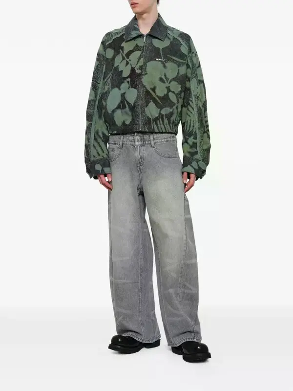 FENG CHEN WANG Plant-dye Cropped Bomber Jacket