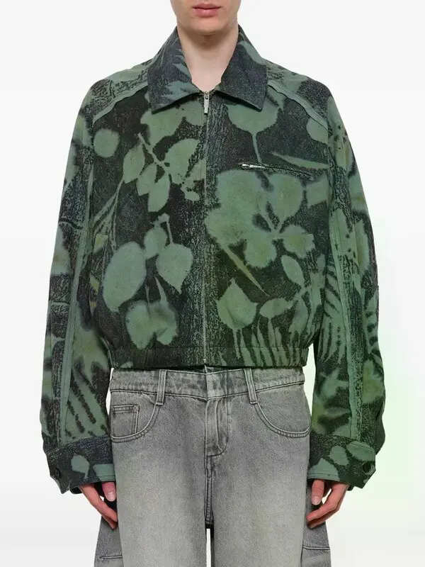 FENG CHEN WANG Plant-dye Cropped Bomber Jacket